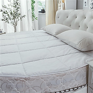 NURCIX Round Bed Mattress Topper, Circle Bed Mattress Protector with Elastic Bands, 100% Cotton Fill Fluffy Down Mattress Pad Pillow Top Mattress Cover,Diameter200cm(79inch)