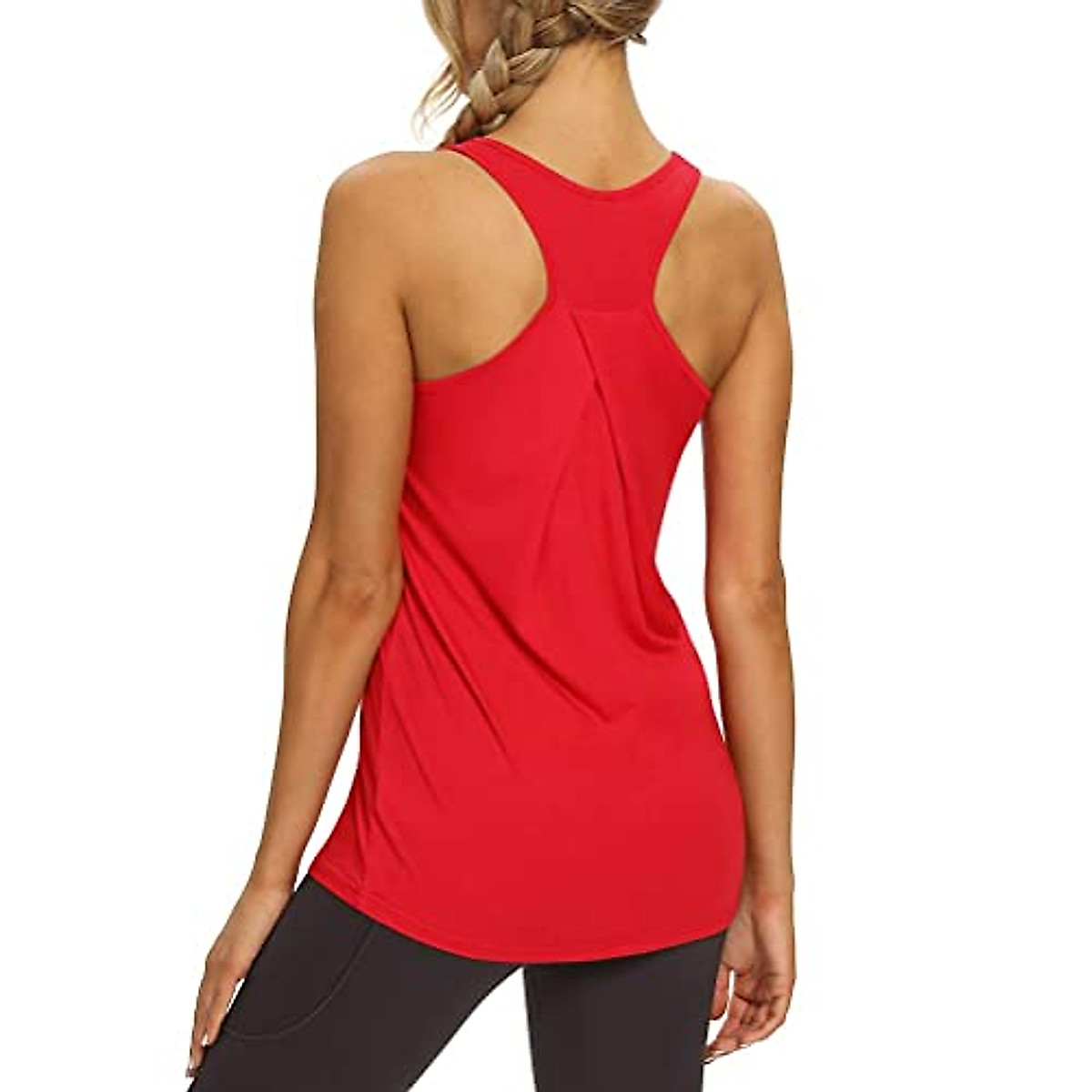 Mippo Womens Workout Tops Athletic Tank Tops Yoga Exercise Shirts Tennis Tops Sports Running Tank Top Racer Back Tanking Top for Women Red M