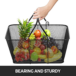 Mophorn 12PCS Shopping Baskets with Handles, Black Metal Shopping Basket, Portable Wire Shopping Basket, Black Wire Mesh shopping Basket Set for Stores Shopping