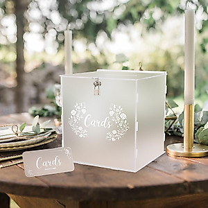 Hooqict Frosted Acrylic Wedding Card Box with Lock Large Rustic Gift Card Boxes for Reception, Party, Wishing Well, Money Box Holder, Graduation Decorations, Baby Shower