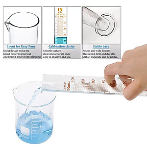 10ml Graduated Glass Cylinders (3/Pack), Measuring Glass Test Jars Borosilicate 3.3 Glass, Single Metric Scale for Lab Research Industry Teaching Brewing Wine Making Kitchen