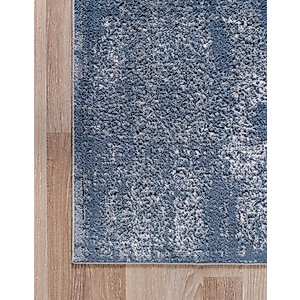 Rugs.com Oregon Collection Rug – 5' x 8' Blue Low-Pile Rug Perfect for Living Rooms, Large Dining Rooms, Open Floorplans