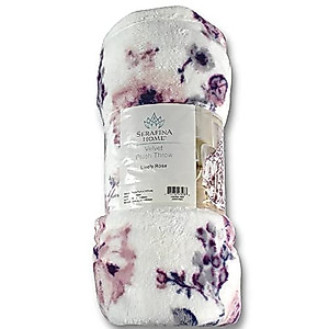 Decorative Throw Blankets: Soft Plush Lively Rose Floral Accent for Couch or Bed, Colored: Blush Pink Purple Navy Blue Grey White