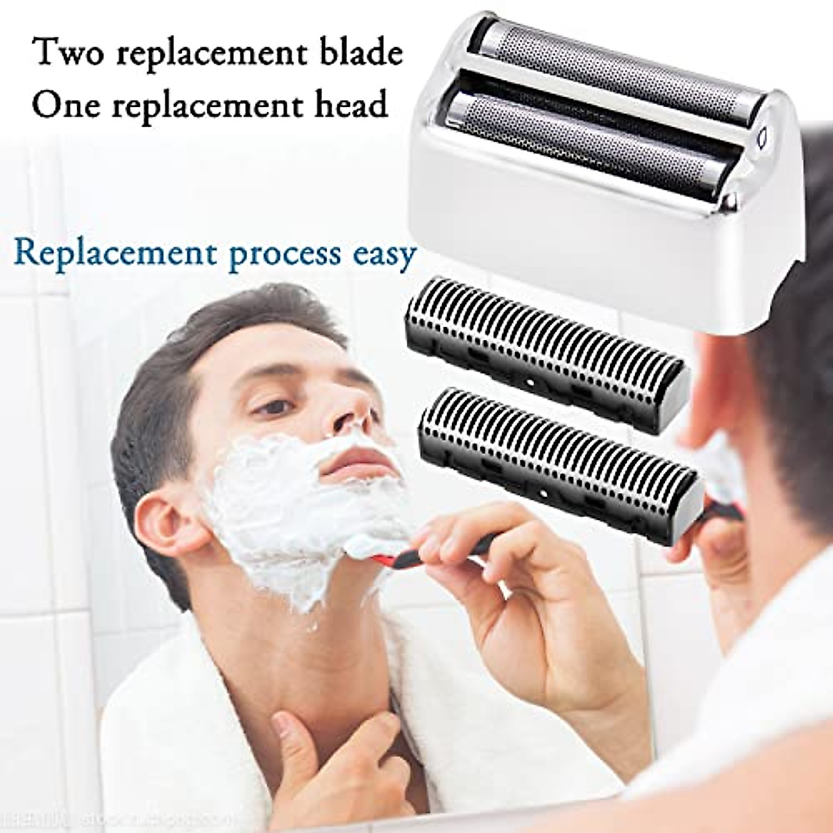 FXFS2 Replacemnet Foil and Cutter Compatible with Bab-yli-ss PRO Barbe-rology Double Foil Shaver, Shaver Head for Bab-yli-sspro Replacement Blade