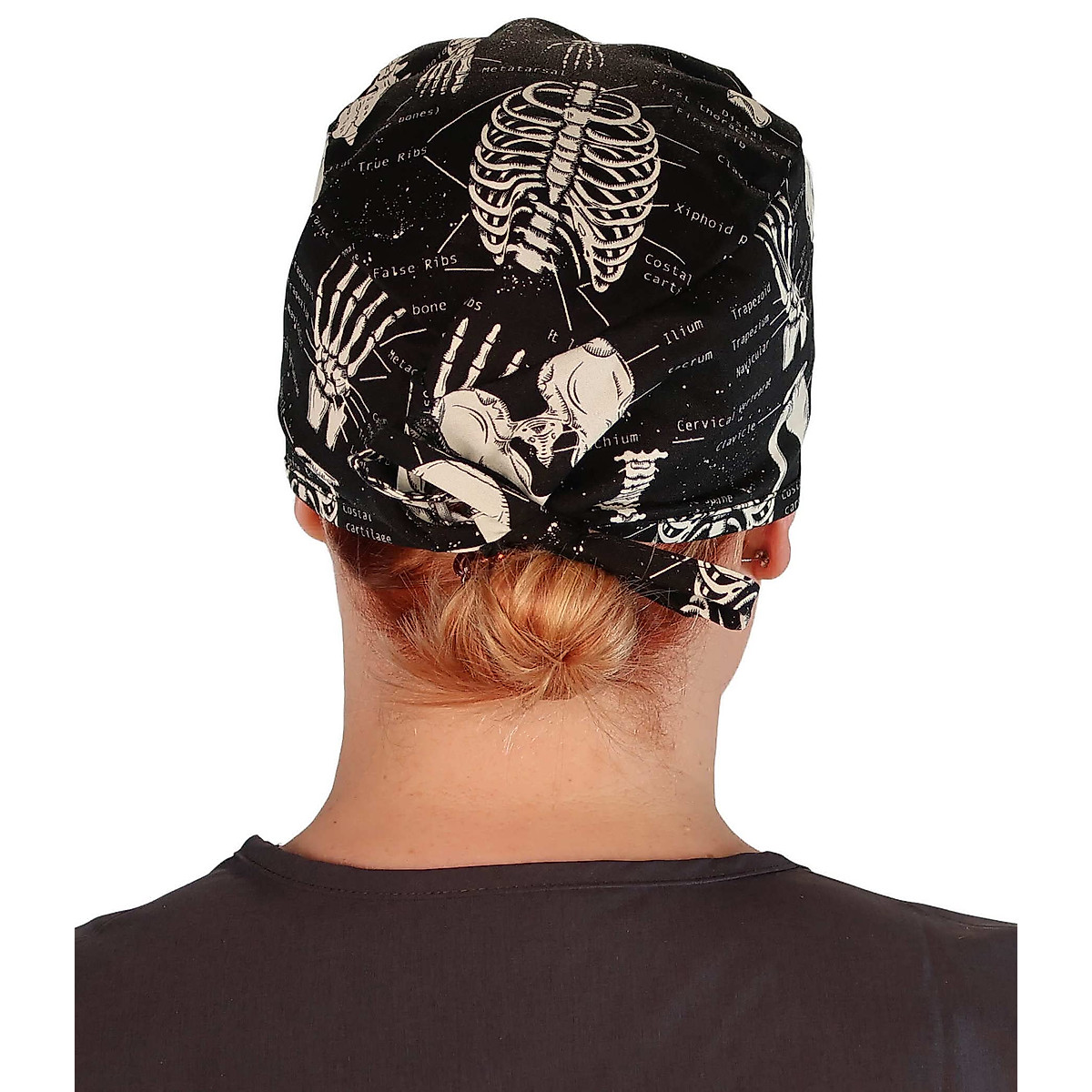 Sparkling EARTH Human Body Skeleton (Glows in The Dark) - Unisex Classic Surgical Style Scrub Working Cap - - 100% Cotton - Made in USA!