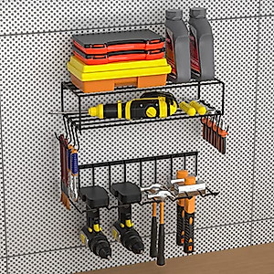 Power Tool Organizer Holder Wall Mounted Tool Storage,Wall Mount Tool Organizers and Storage Rack for Garage Organization,Garage Wall Organizer with Shelf