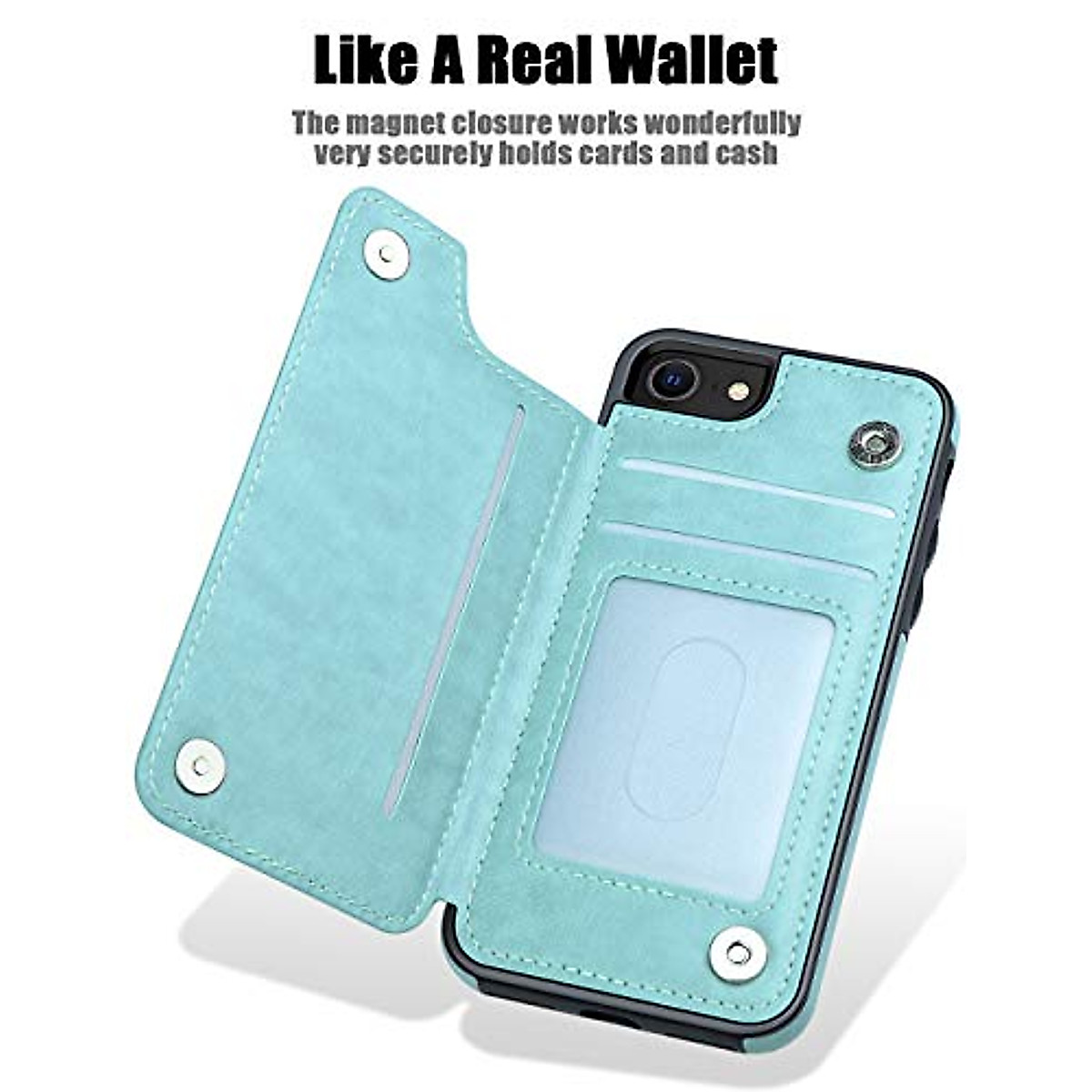 MMHUO for iPhone 7/8/SE 2020/SE 2022 Case with Card Holder,Flower Magnetic Back Flip Case for iPhone 7/8/SE 2020 Wallet Case for Women,Protective Case Phone Case for iPhone 7/8/SE 2020/SE 2022,Mint