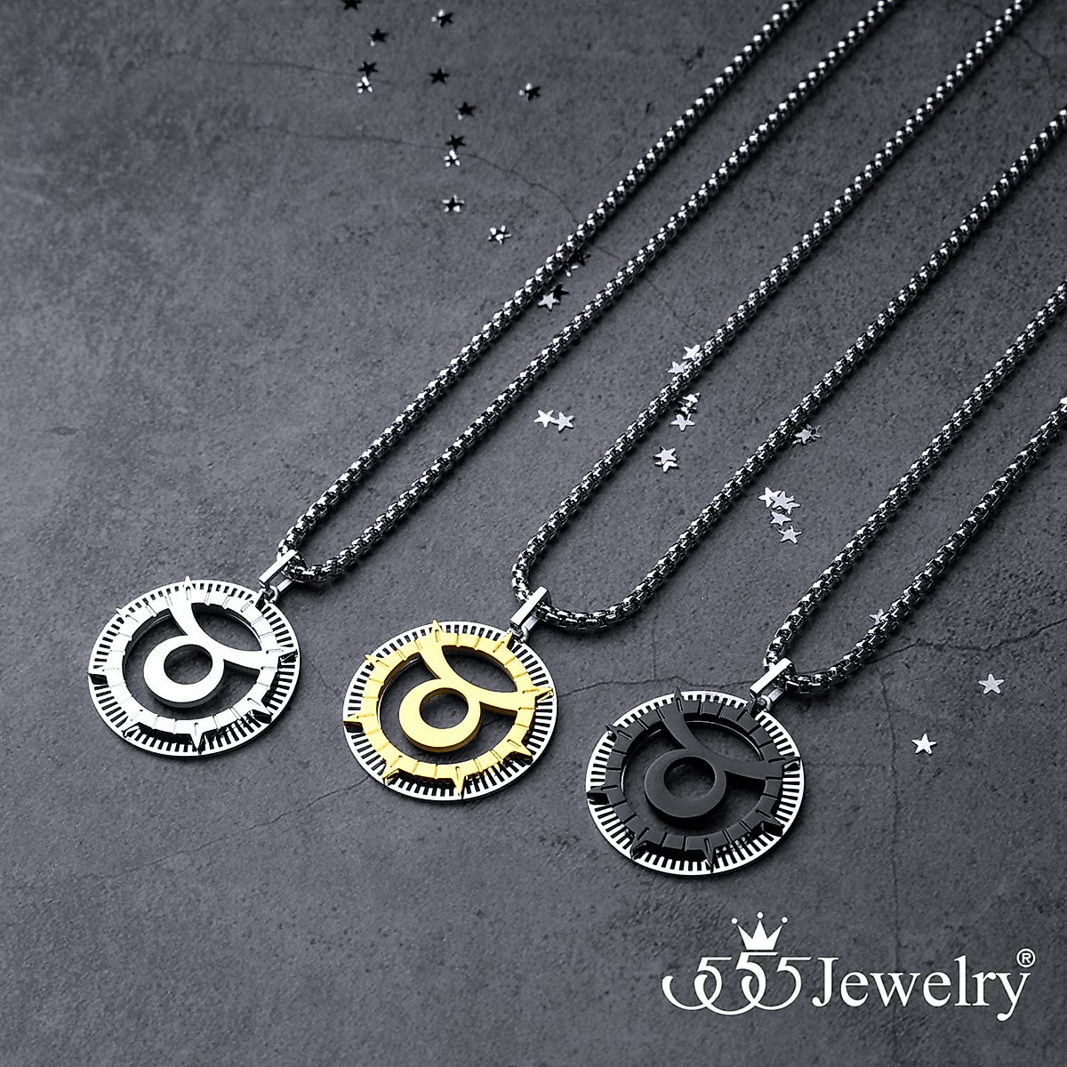 555Jewelry Stainless Steel Taurus Necklace for Wife, Horoscope Constellation Necklaces for Women ‎& Ladies, Zodiac Sign Pendant for Men, Astrology Necklace for Her, 18 Inch, Silver