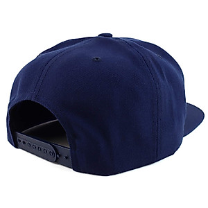 Trendy Apparel Shop Flexfit Oversize XXL Structured Blank Flatbill Snapback Cap - Navy - 2XL