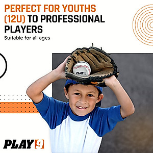 SHOP PLAY 9 Play9 Baseball Training Ball - Leather Baseball Pitching & Throwing Trainers - Spin Ball for Pitchers & Catchers, Youth & Adult (2 Seams)
