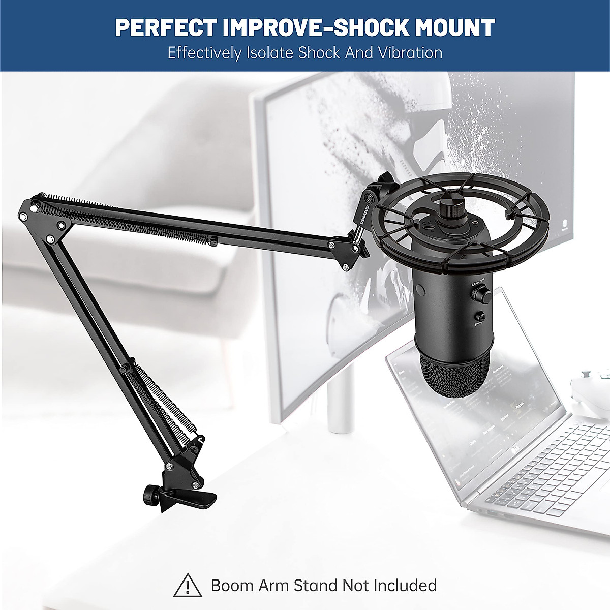 Microphone Shock Mount,Latest Advanced Vibration Blocking,Light Weight Noise Repelling Shock Mount for Blue Yeti,Yeti Pro Original Snowball & USB Pro-universal Mic Shock Mount