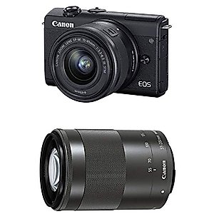 Canon EOS M200 Mirrorless Digital Camera Dual Lens Kit (Black) (International Model)