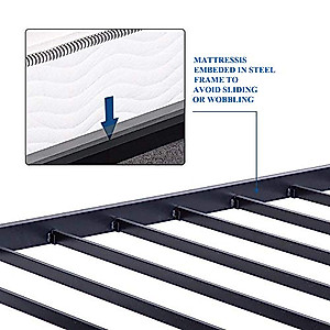 VECELO 14 Inch Platform Bed Frame/Mattress Foundation/No Box Spring Needed/Steel Slat Support (Queen Size) Black