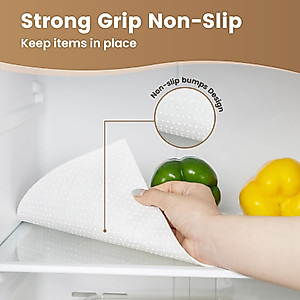 Shinlendid Refrigerator Liners Non-Slip 12IN x 10Feet, Absorbent Fridge Shelf and Drawer Liners Keep Fruits & Vegetables Fresh, Washable Refrigerator Mats, Whinte