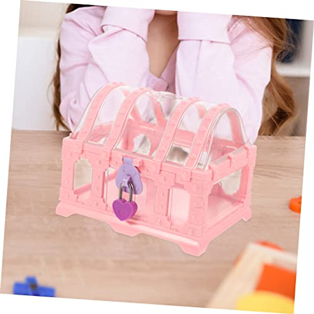 Operitacx Girl 3pcs Box Treasure Chest Pink Storage Box Plastic