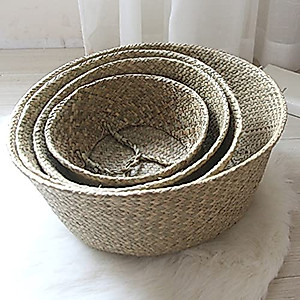 ifundom Flower Pot Woven Seagrass Belly Basket, Open Storage Basket, Laundry Basket, Picnic and Straw Beach Bag, Flowerpot Decoration Plants Pots