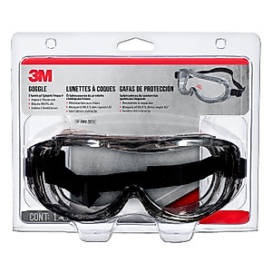 3M Professional Goggle, Clear Lens Provides Excellent Visibility, Impact-Resistant, Blocks 99.9% of UV, Indirect Ventilation Reduces Fogging, Accommodates Some Personal Eyewear (91264H1-DC)