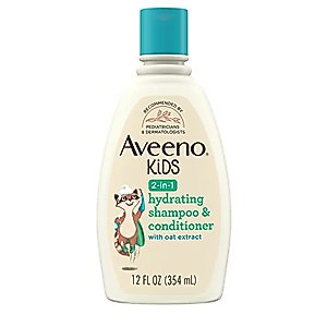 Aveeno Kids 2-in-1 Hydrating Shampoo & Conditioner, Gently Cleanses, Conditions & Detangles Kids Hair, Formulated With Oat Extract, For Sensitive Skin & Scalp, Hypoallergenic, 12 fl. oz