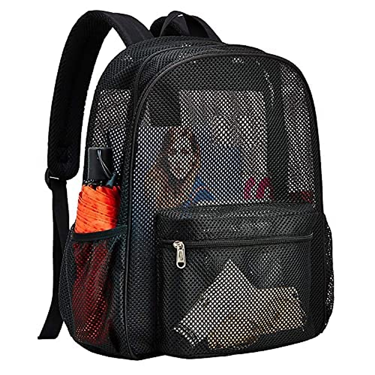 Heavy Duty Semi-Transparent Mesh Backpack，See Through College Student Backpack