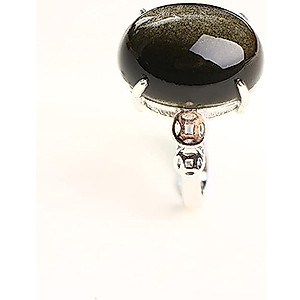 DUOVEKT Natural Gold Obsidian Ring Jewelry For Woman Men Healing Crystal Quartz Stone 16x12mm Beads Gemstone Adjustable Ring AAAAA