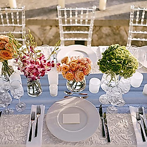 Chumia 24 Pack Chiffon Table Runners Romantic Sheer Table Decorations Long Tulle Runner for Wedding Bridal Shower Party Supplies Decor, 118 x 12 Inches (Dusty Blue)