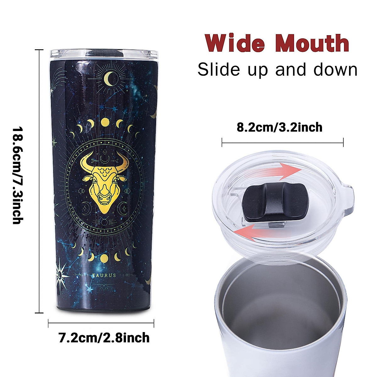 Weboia 20 oz Taurus Tumbler Birthday Gifts For Women Zodiac Insulated Mug Thank You Gifts For friend Coffee Cup Christmas Funny Gift For MoM,Dad,Sister,Wife