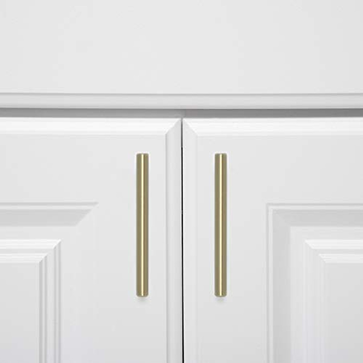 Amazon Basics Euro Bar Cabinet Handle (1/2-inch Diameter), 5.38-inch Length (3-inch Hole Center), Golden Champagne, 25-pack
