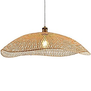 PARREN Bamboo Basket Pendant Lights, Japanese Style Lamp Shade Rattan Cage Beige Wicker Woven Ceiling Hanging Lamps Boho Natural Bamboo Dining Room Lighting Fixture for Kitchen Island Bedroom Living R