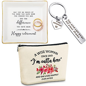 Weewooday Retirement Gifts for Women Retirement Jewelry Tray Makeup Bag Keyring Retirement Gift for Coworkers(Stylish)