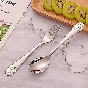 Kids Silverware Set, Poylim Children's Flatware,Safe Toddler Utensils, 4 Child Forks and 4 Child Spoons