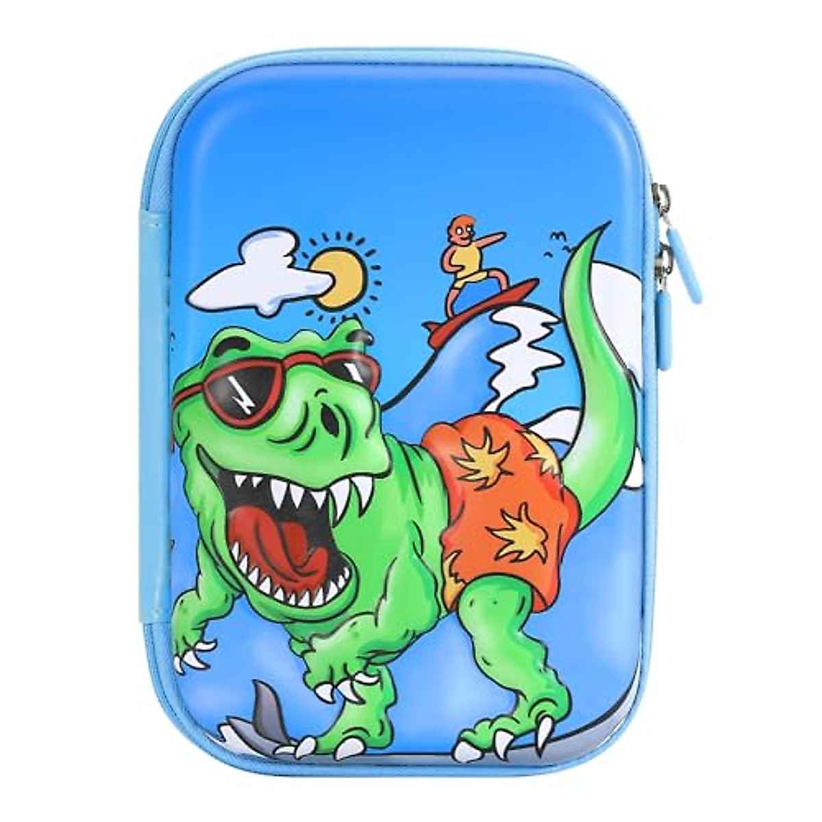 MoKo Pencil Case with Large Capacity, Zipper Protective Pen Holder Pencil Storage Bag Portable Students Stationery Box Cute Unicorn Pattern Pencil Pouch for Kids Gift, Blue & Green