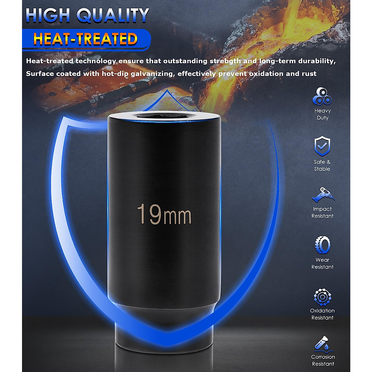 For Honda 19mm Crank Bolt Socket 77080 Harmonic Balancer Socket Tool, 3 Times Momentum Power of Standard Impact Socket