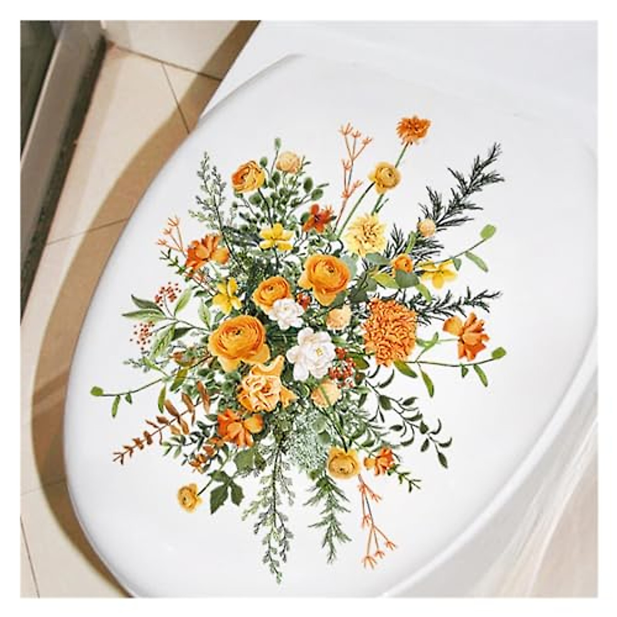 Bathroom Toilet Lid Decal, 2 Pieces Toilet Tank Decoration Self Adhesive Stickers