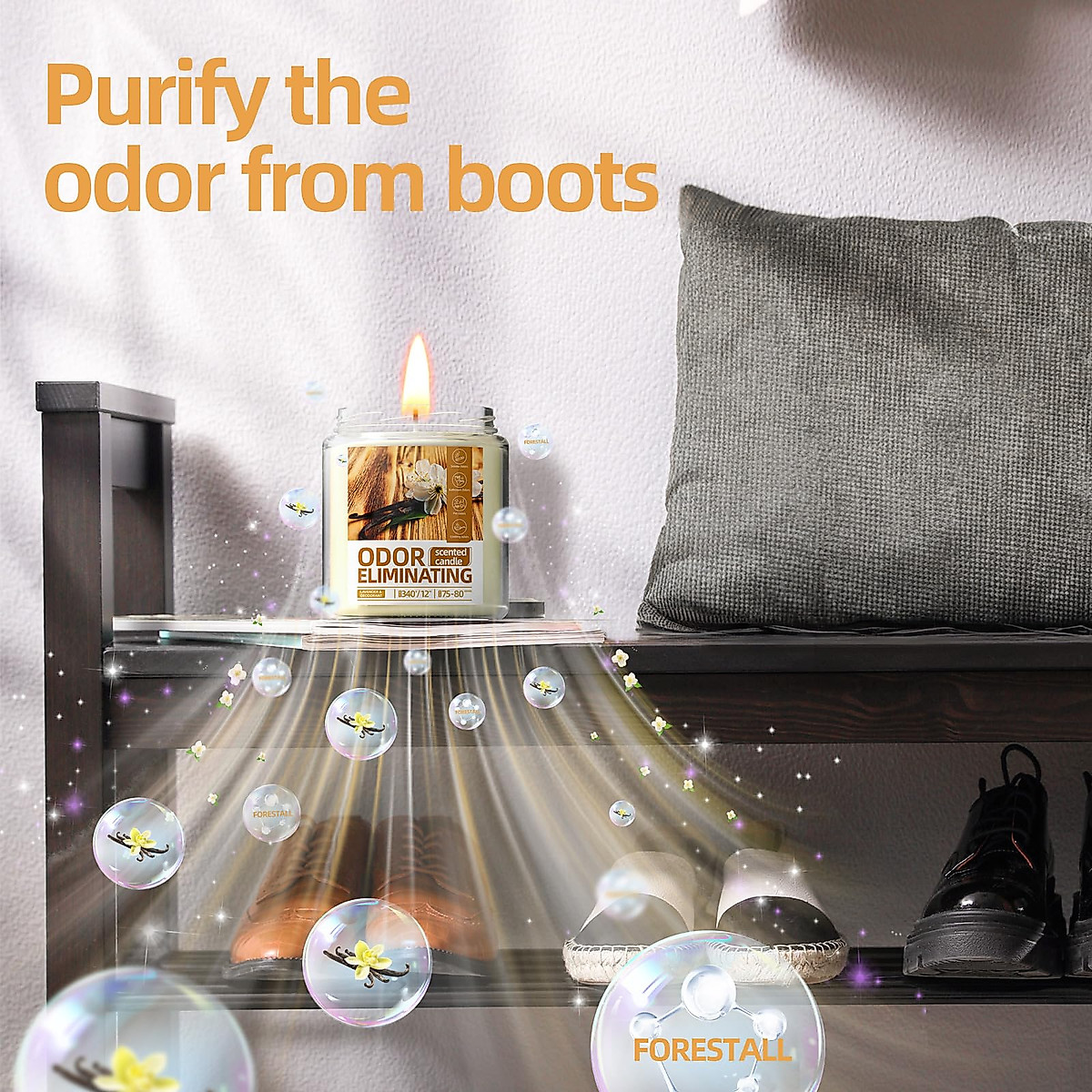 MicCai Vanilla Odor Eliminating Candles for Home Scented, Eliminates 99% of Pet, Smoke, Food and Other Smells Quickly, Highly Fragranced Candle,Premium Soy Candles Set for Women