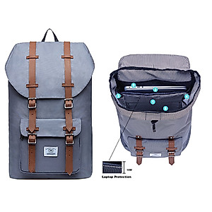 KAUKKO Laptop Outdoor Backpack, Causal Daybag Travel Hiking Rucksack fits 15-Inch Laptop(Grey)