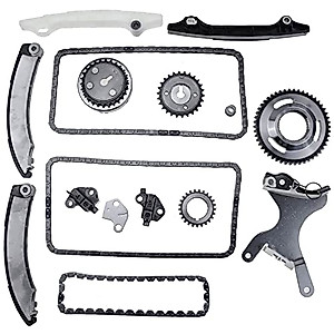 A-Premium Engine Timing Chain Kit W/Tensioner [fits SOHC, 6Cyl 3.7L] Compatible with Dodge Dakota, Durango, Nitro, Ram 1500 & Jeep Grand Cherokee, Commander, Liberty & Mitsubishi Raider & Ram Dakota