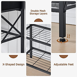 FAVOOSTY Narrow Console Table with 3 Fabric Drawers-39.8" Industrial Entryway Table with 3-Tier Storage Shelves, Thin Sofa Table for Living Room, Hallway, Entry Way, Foyer, Kitchen, Rustic Brown&Black