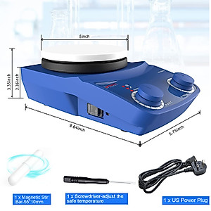 FOUR E'S SCIENTIFIC 310°C/590°F 5 Inch Magnetic Stirrer Hot Plate | Max 5L Stirring Capacity | 100-1500RPM | Aluminum Alloy Magnetic Mixer with Stir Bar
