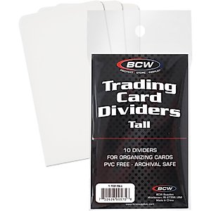 BCW Tall Trading Card Dividers - 50 ct | Archival Quality, Write-On Index Tab, 3 11/16 X 2 11/16 Inches | Fits Vault, Super Vault, QuickFold, Shoe, and Super Shoebox Boxes | Card Organizer Dividers