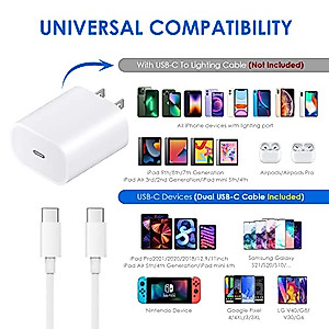 20W USB C Fast Charger,Compatible with iPad Pro 12.9inch 6th/5th/4th/3rd; iPad Pro 11inch 4th/3rd/2nd/1st; iPad Air 4/5th; iPad 10th;Ipad Mini 6th, PD Wall Charger with 6.6ft USBC to C Charging Cable