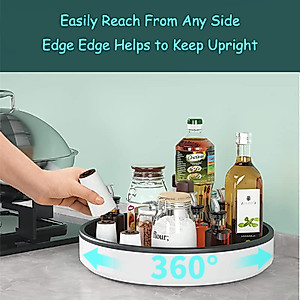 SUPPHOUS 12 Inch Non-Skid Lazy Susan Organizer, 360 Degree Sturdy Lazy Susan Turntable for Cabinet,Table, Fridge, Countertop, Dining Table,Under Sink Organizing, Spice Rack (Black White)