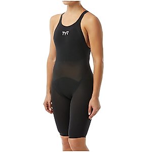 TYR Women's Standard Invictus Solid Open Back Swimsuit, Black, 30