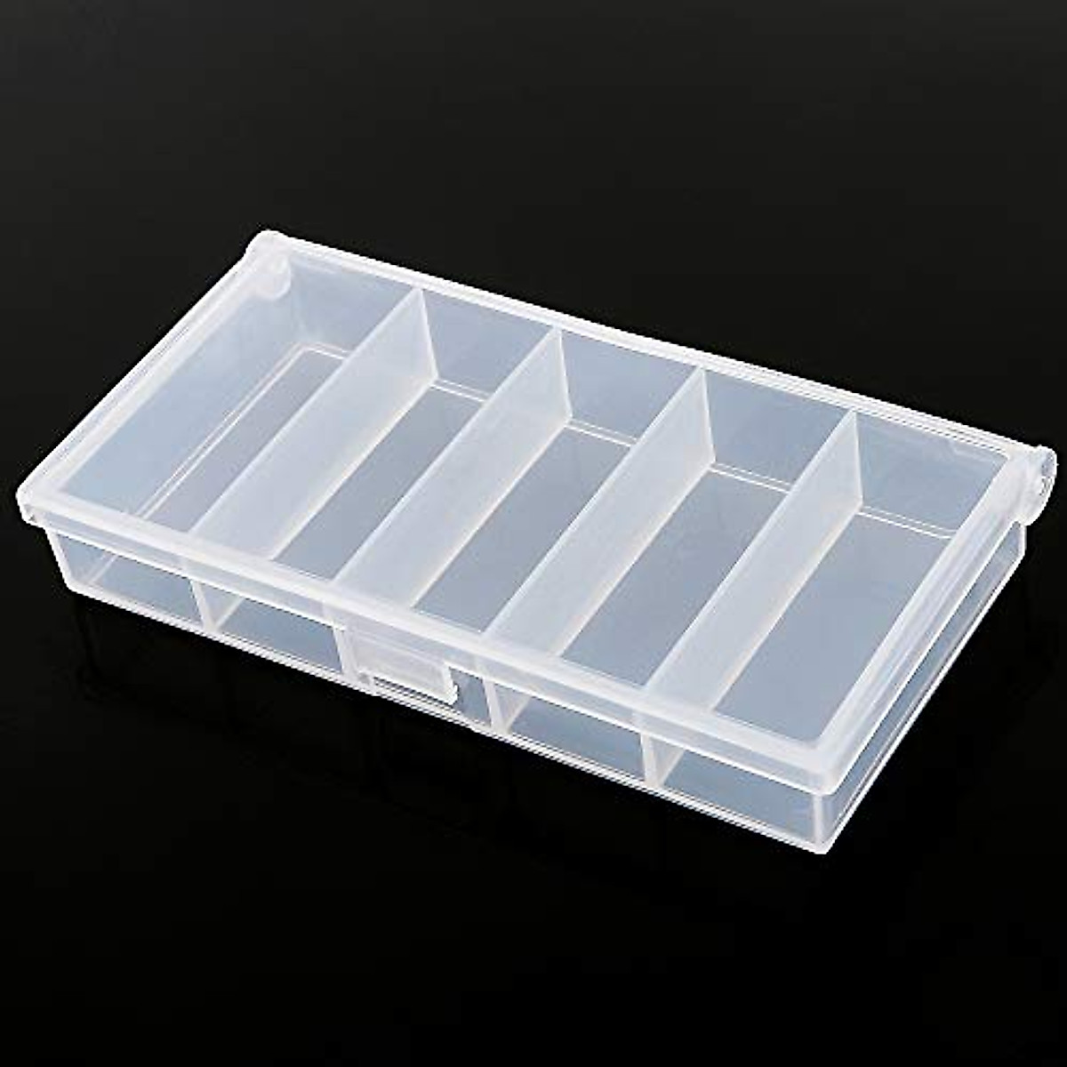 OriGlam 9.5cm / 3.74inch 5 Grids Clear Plastic Organizer Box Storage Container Box, Storage Clear Jewelry Box, Plastic Bead Storage Container Organizer Box