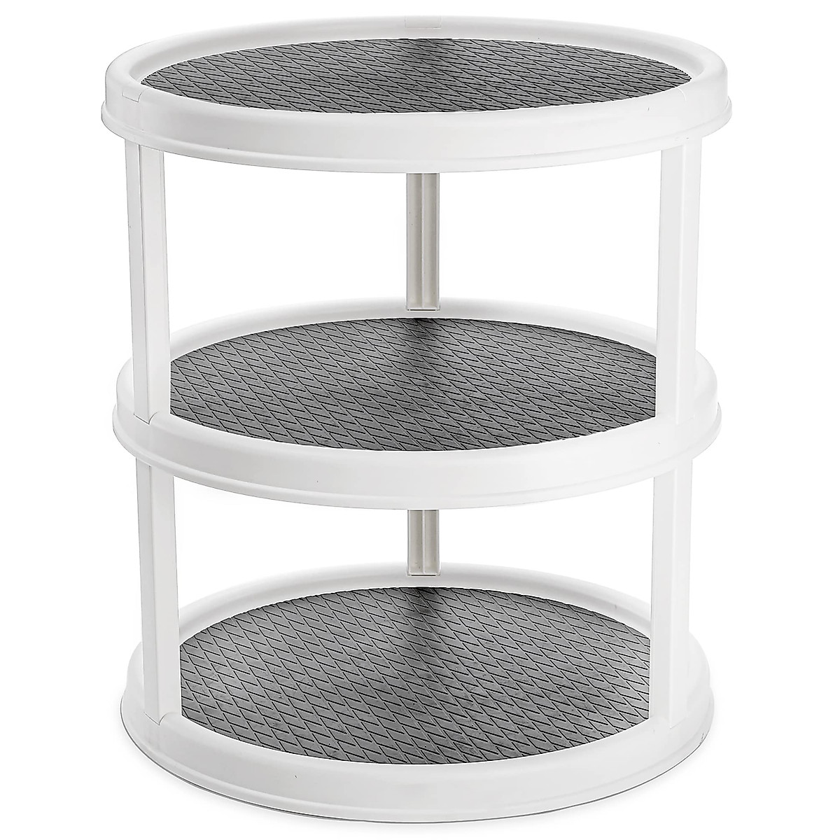 Yesland 3 Tier Lazy Susan Turntable - 12'' Round Tiered Rotating Kitchen Spice Organizer and Non-Skid Organization Storage Container - Tiered Tray for Fruit, Snacks, Cosmetic, Pantry, Bathroom(Grey)