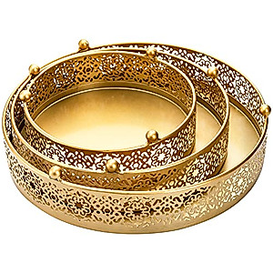 Hedume 3 Pack Cake Stand Set, Round Cake Stands, Metal Dessert Cupcake Pastry Candy Display Plate for Wedding, Event, Birthday Party