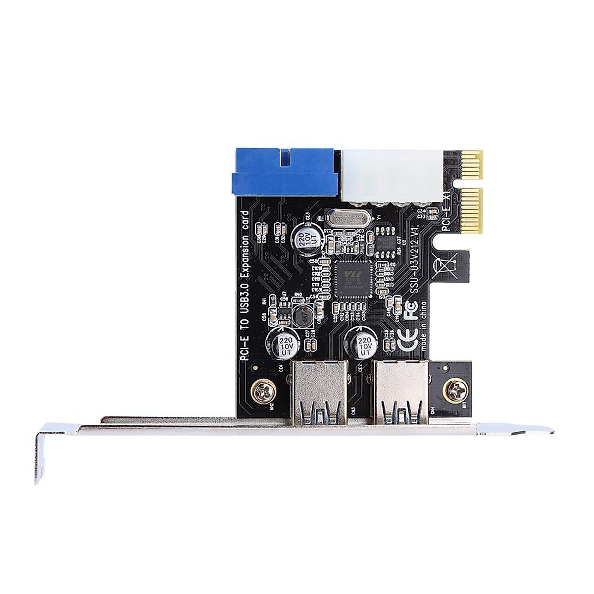 PCI-E to 2 USB 3.0 Hub Port PCI Expansion Card Adapter with Front 20-PIN Interface