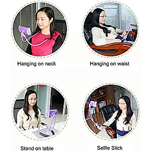 Haoxuann,Universal Moblie Phone Stand,Lazy Cell Phone Holder & Neck Cell Tablet Phone Mount Holder Flexible Lazy Bracket DIY Free Rotating (Black)