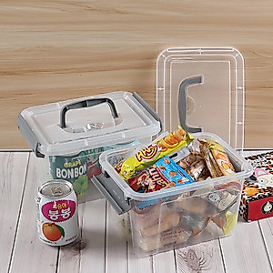 Taysisiter 3.5 Quart Small Latching Boxes, Clear Plastic Storage Bins with Handles, 6 Packs