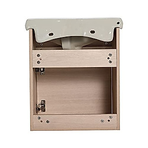 HomSof Small Size 18 Inch Bathroom Vanity with Ceramic Sink,Wall Mounting Design，18"x14", Plain Light Oak