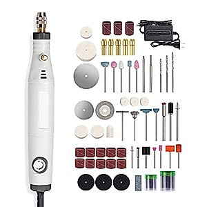 Rotary Tool Kit Pinkiou Mini Drill Variable Speed Rotary Carver with 106 PCS Accessories for Drilling, Carving, Engraving, Sanding, Polishing and Cutting (White)